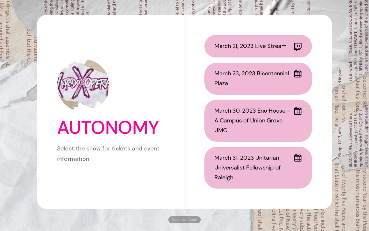 Paradox Opera Presents - Autonomy